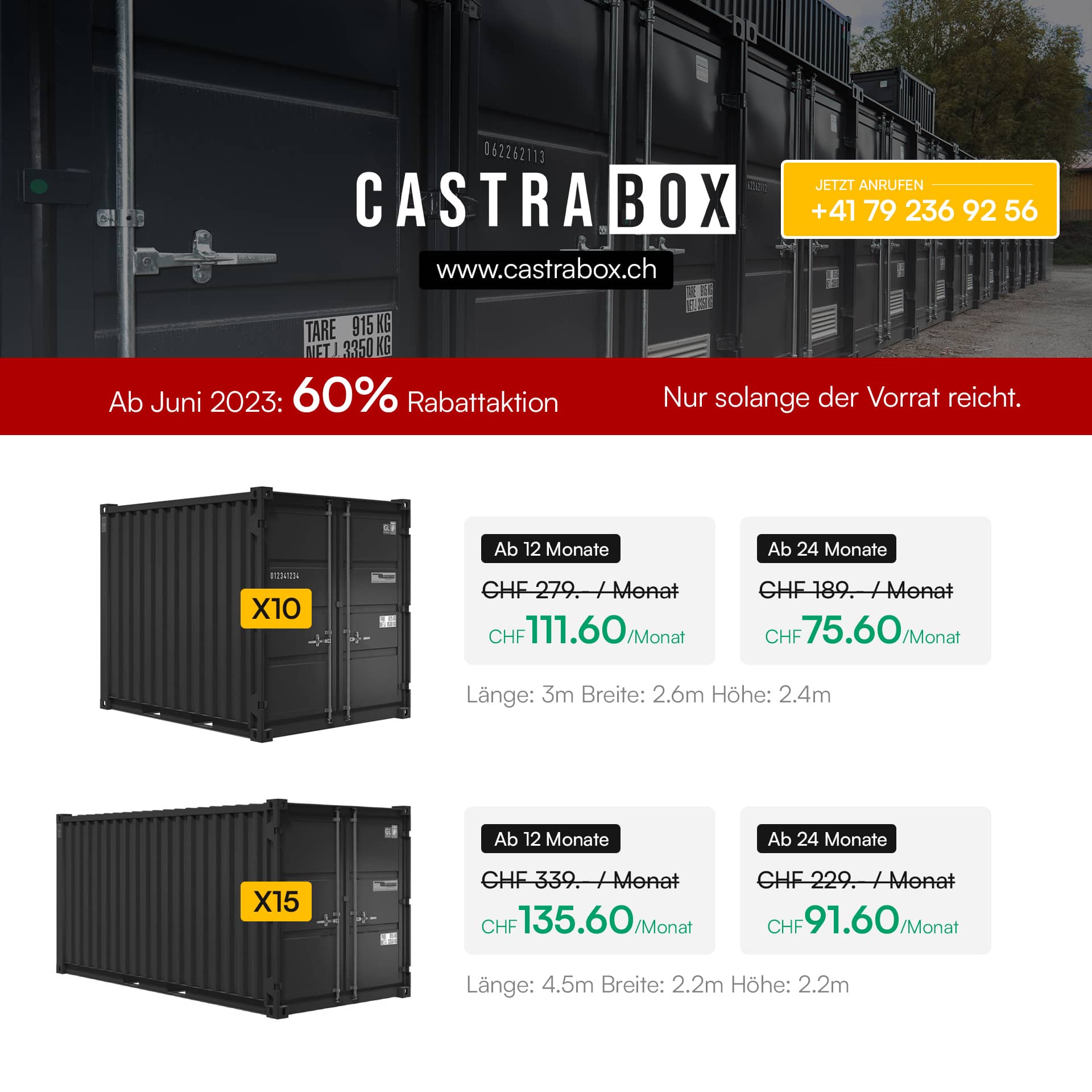 Castrabox Lager-Container in Brig-Glis für Ihr Lagerproblem